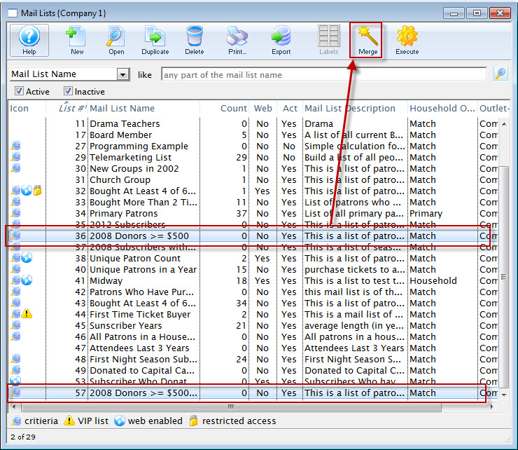 Merging Mail Lists Arts Management Systems