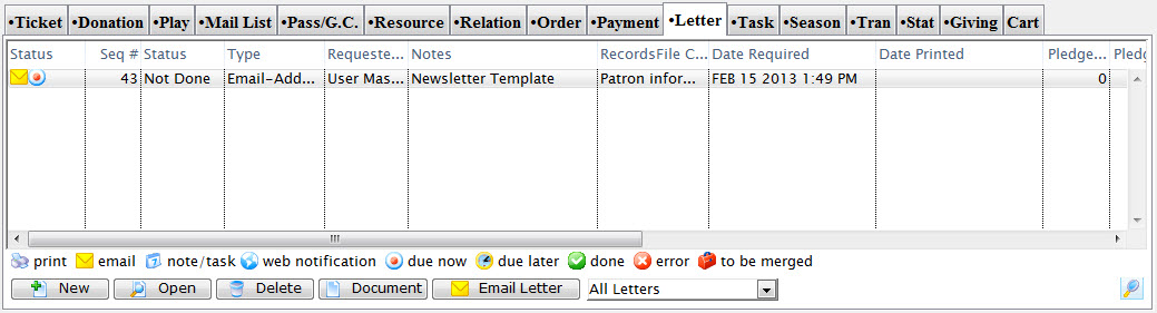 Letter Tab | Arts Management Systems