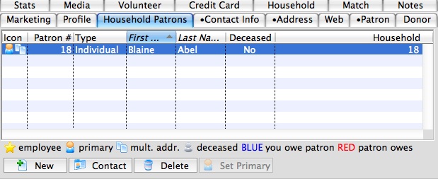 Household Patron Tab | Arts Management Systems