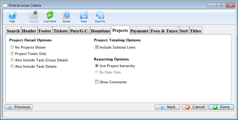 Projects Tab | Arts Management Systems